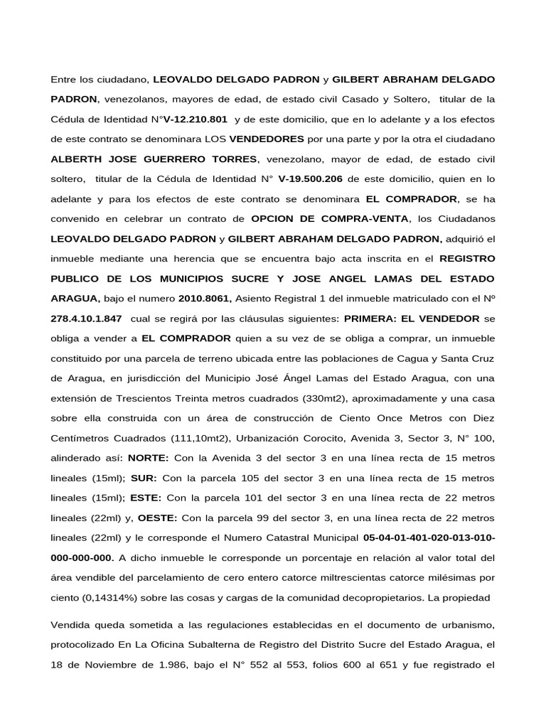 Documento Compra Venta Nilda | PDF