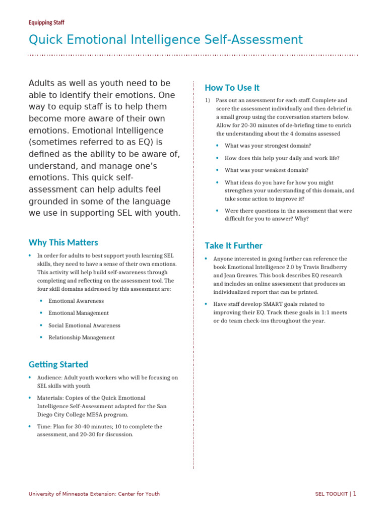 Exercise_Emotional_Self-Assessment | PDF | Emotional Intelligence ...