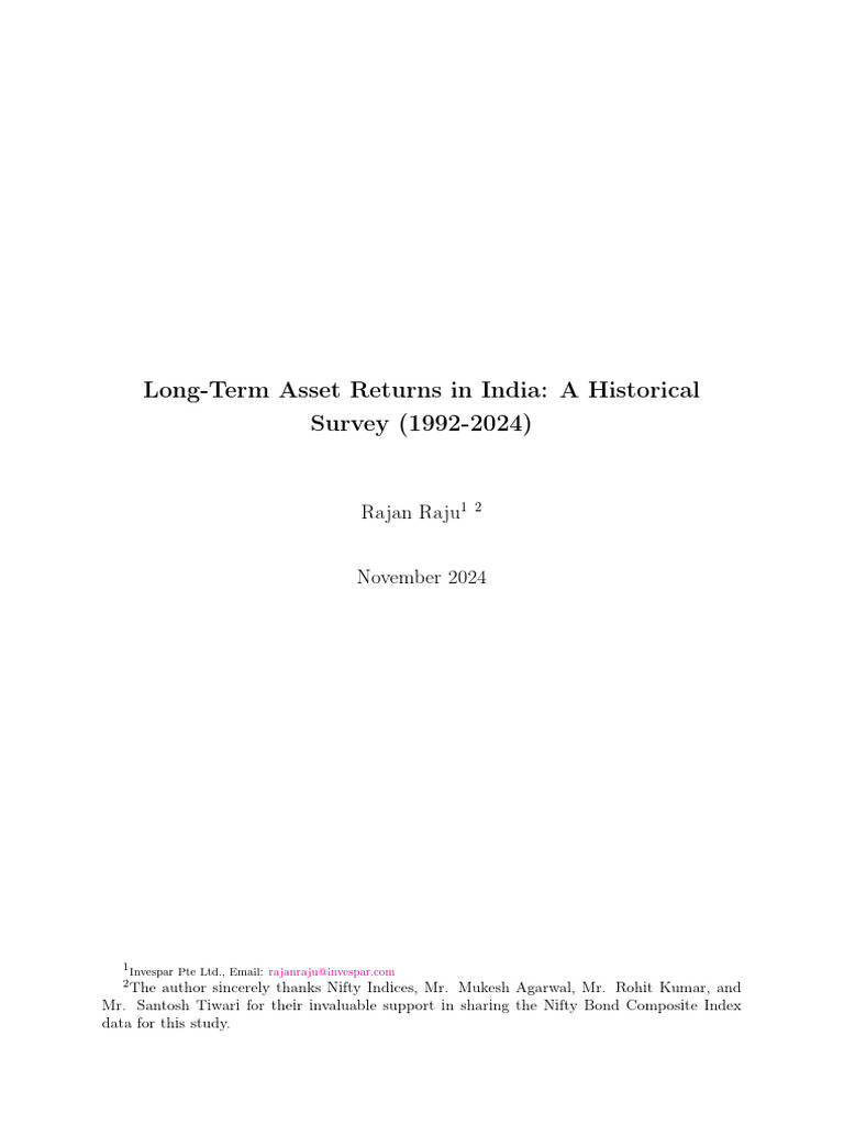 Long-Term Asset Returns in India (1992-2024) | PDF | Inflation | Bonds ...