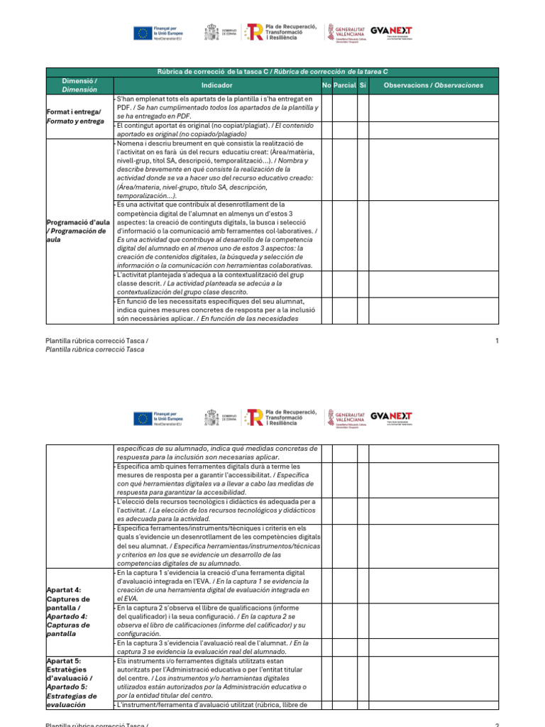 Rubrica Tasca C | PDF