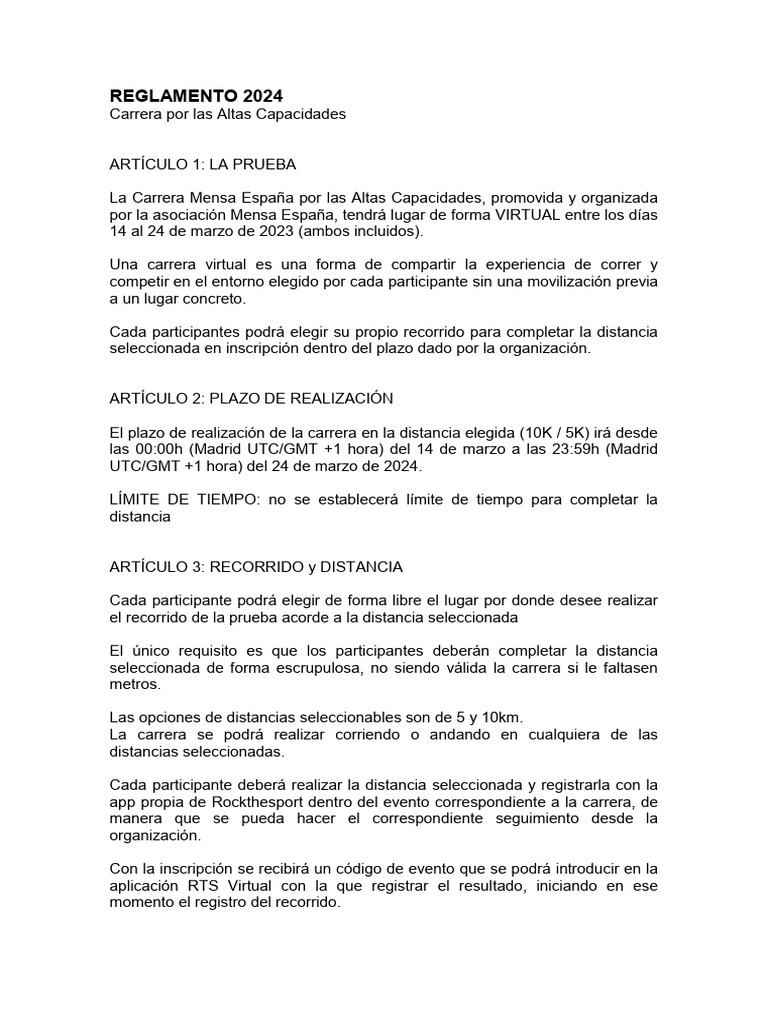 Reglamento 2024 | PDF