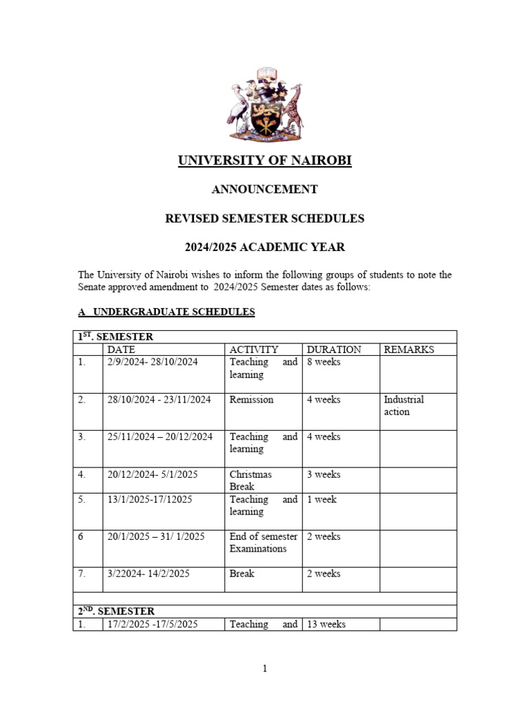 Announcement On Revised Semester Schedule - Novemb - 241129 - 182546 | PDF