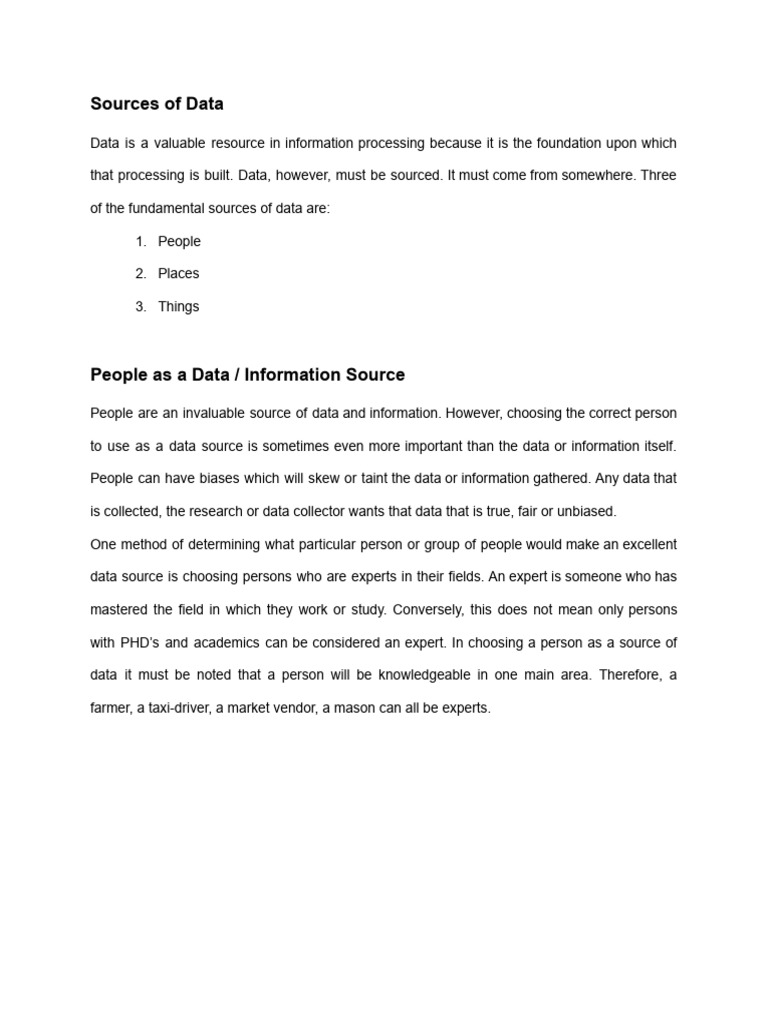 Key Data Sources: People, Places, Things | PDF | Trees | Cognition