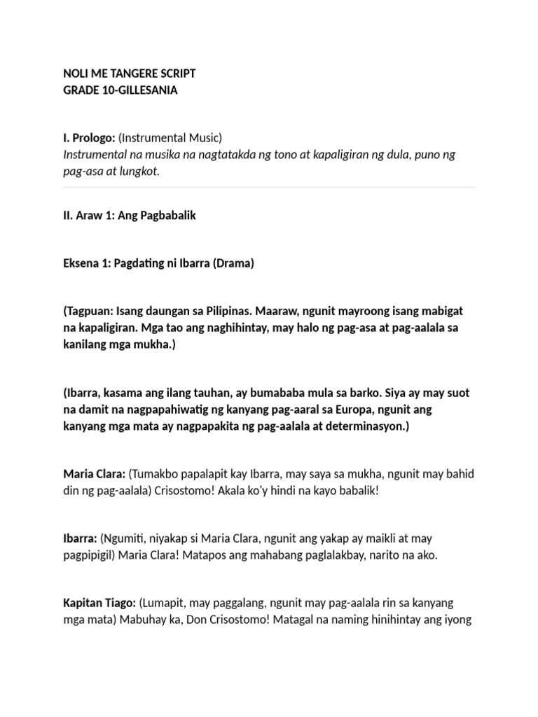 Noli Me Tangere Script | PDF