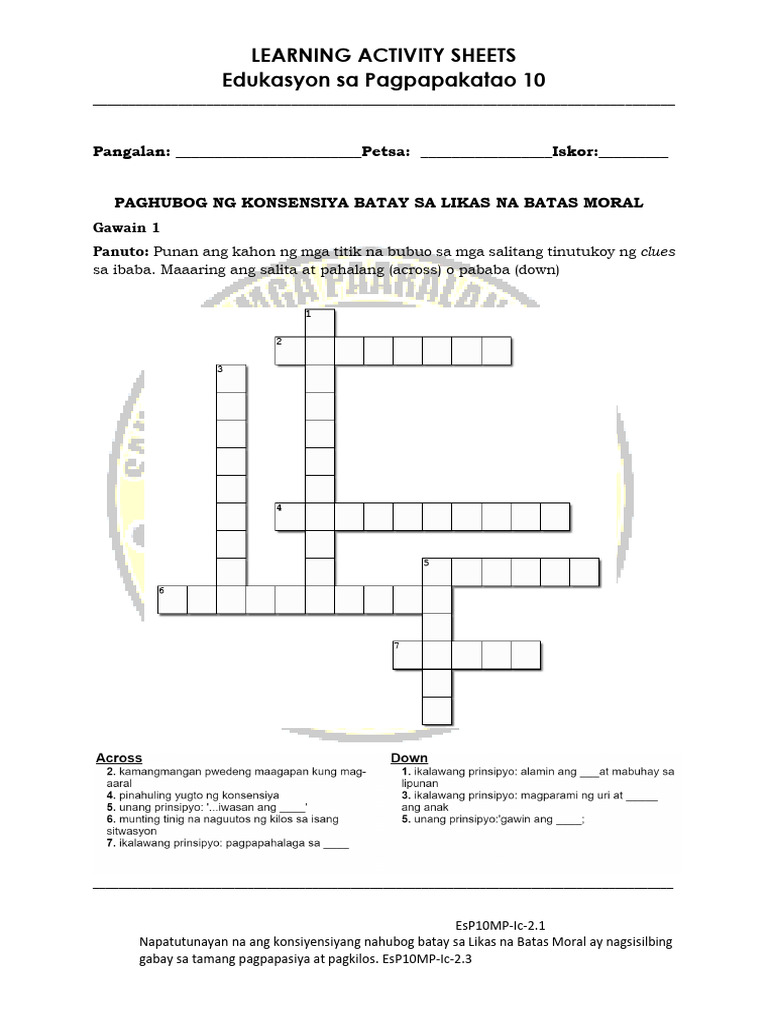 EsP10 Q1 - LAS 2 | PDF