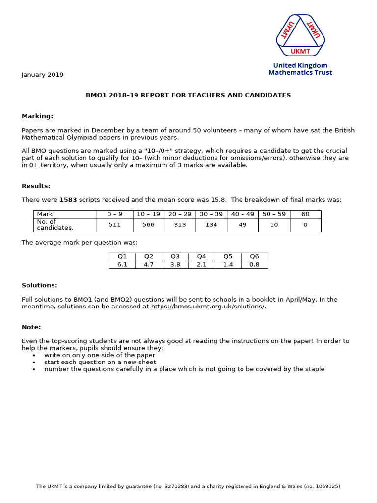 Bmo1 2019 Report | PDF