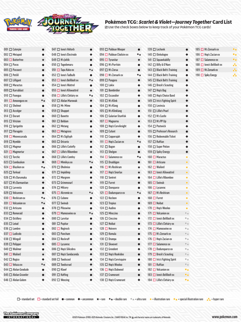 Journey Together Card List | PDF | Nintendo Franchises | Pokémon