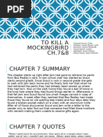 Summary of Chapters 7 & 8 | PDF | To Kill A Mockingbird
