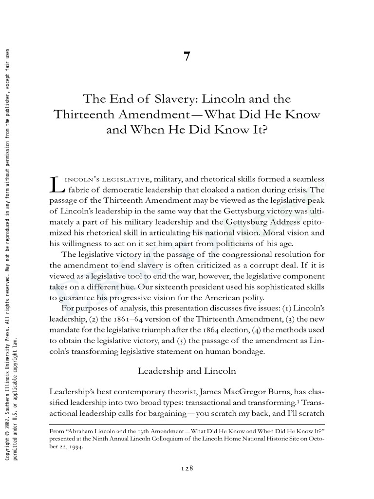 Judging Lincoln - 7lincoln and The 13th Amendment | PDF | Abraham ...