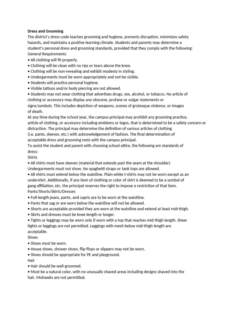 2021-2022DressCode 2 | PDF | Clothing | Softlines (Retail)