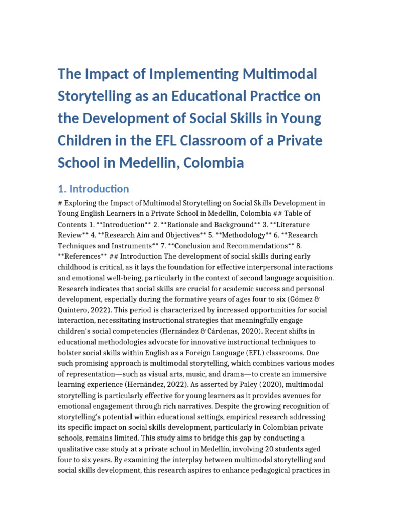 The Impact of Implementing Multimodal Storytelling as an Educational ...
