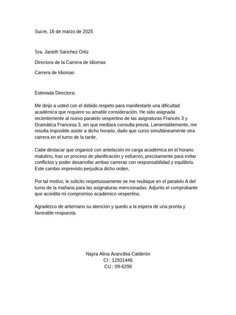 Solicitud De Reubicación Académica Pdf