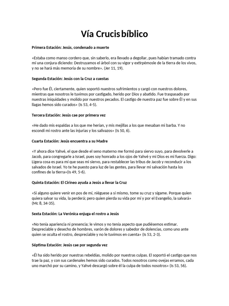 Estaciones del Vía Crucis y citas bíblicas | PDF | Jesús
