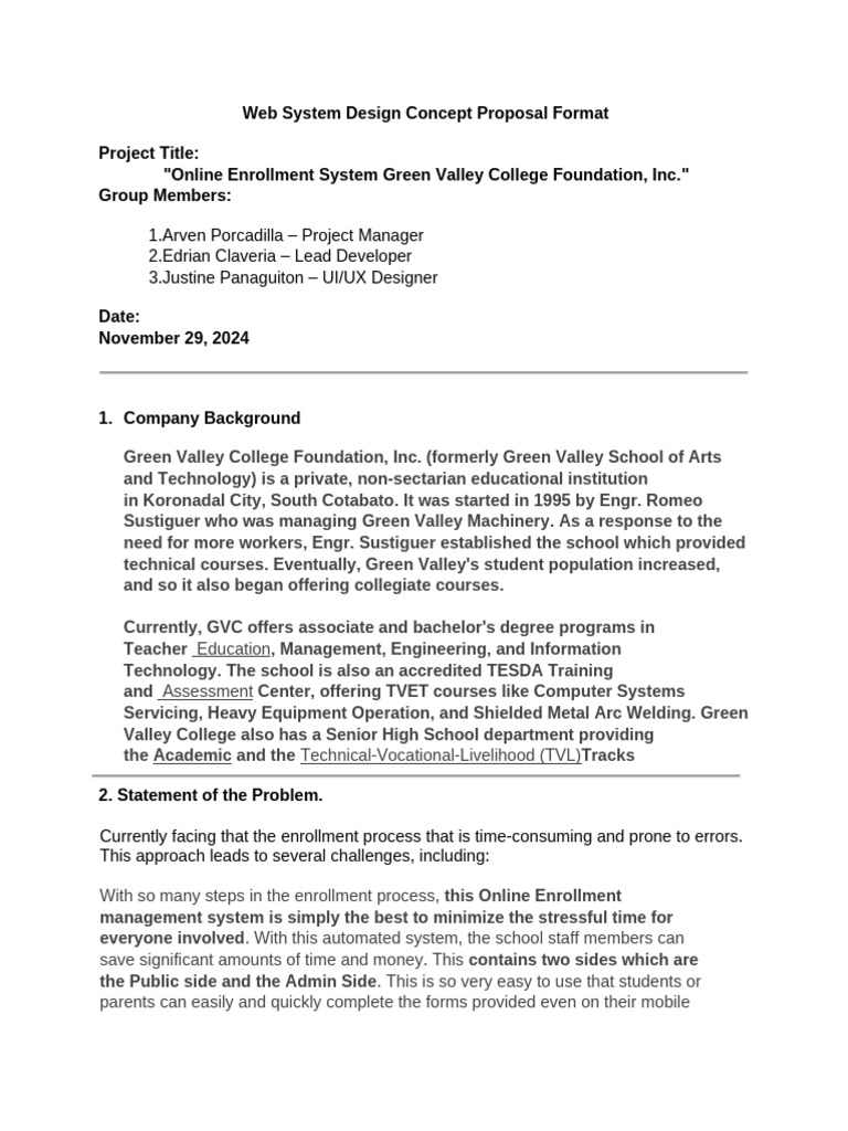 Web System Design Concept Proposal Format | PDF | Databases | Computing