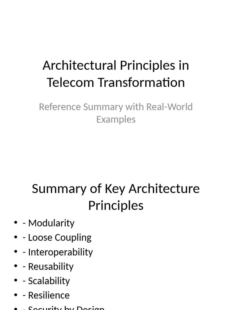 Telecom Architecture Principles Reference | PDF