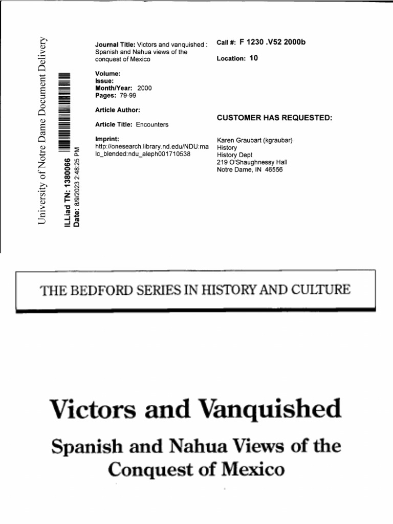 Cortes Letter Victors and Vanquished | PDF