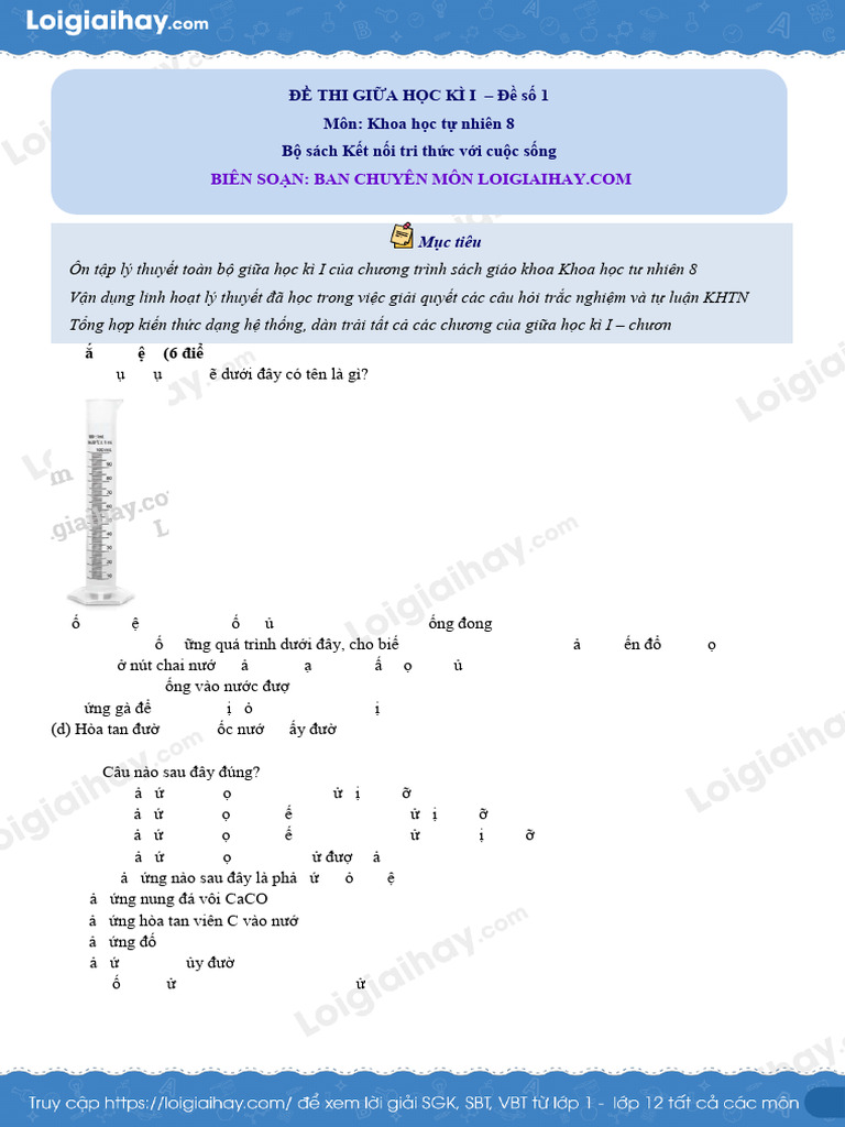 De Thi Giua Ki 1 KHTN 8 Ket Noi Tri Thuc de So 1 1695976568 | PDF