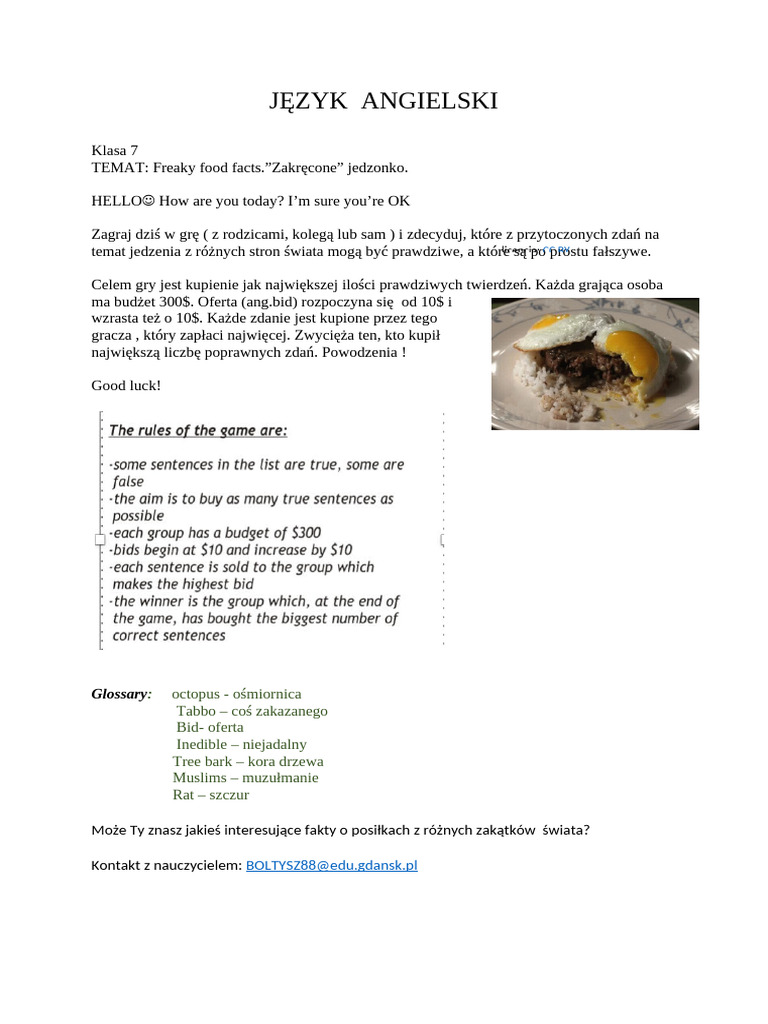 Angielski-Klasa 7-Freaky Food | PDF