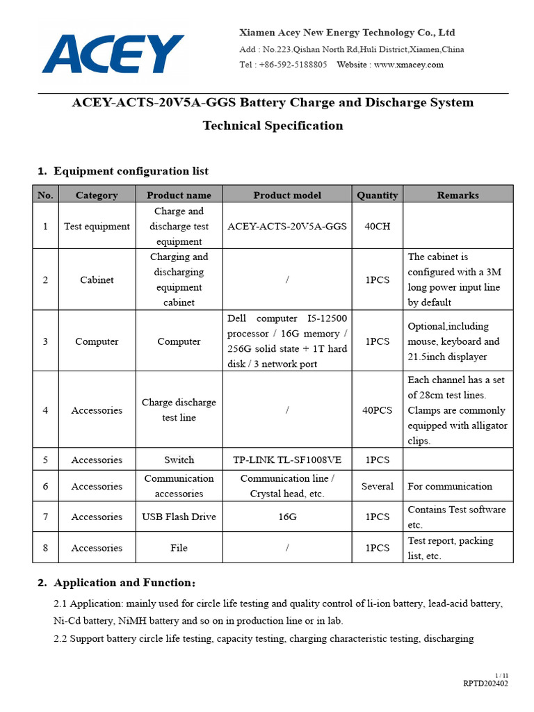 ACEY-ACTS-20V5A-GGS Battery Test System | PDF | Computer Engineering ...