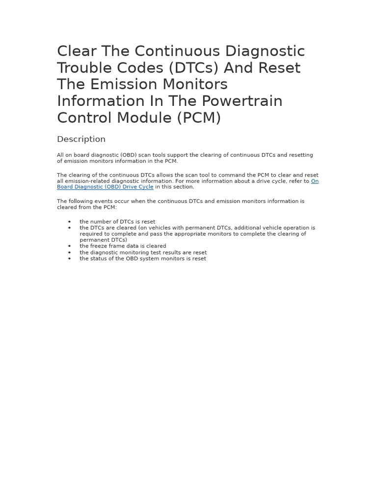 Clear the Continuous Diagnostic Trouble Code1 | PDF