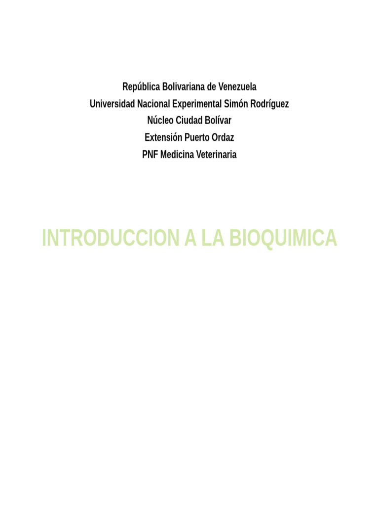 Clase N°1 Introduccion A La Bioquimica | PDF