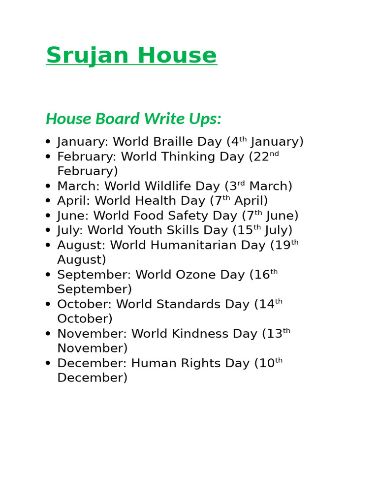 Srujan House Board Write Ups | PDF | Conservation Biology | Sustainability