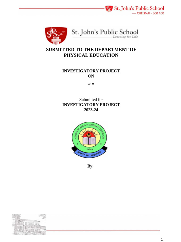Investigatory Project in Physical Education | PDF