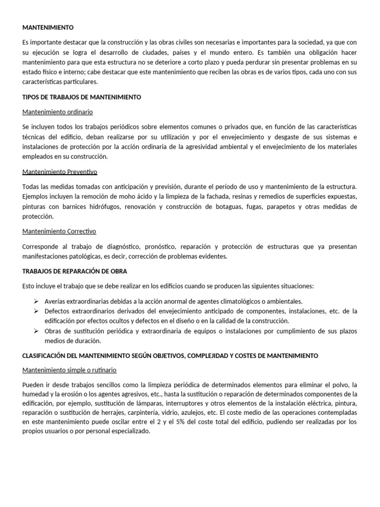 Mantenimiento Unidad 1 | PDF