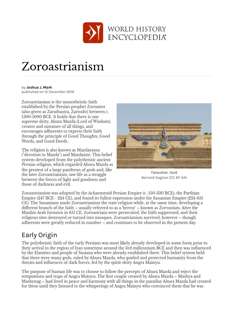 Zoroastrianism - World History Encyclopedia | PDF | Zoroastrianism ...