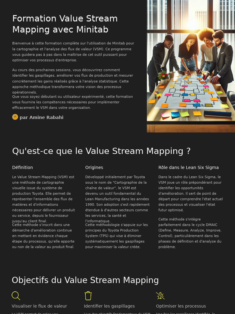 Formation Value Stream Mapping Avec Minitab | PDF | Six Sigma | Lean (production)