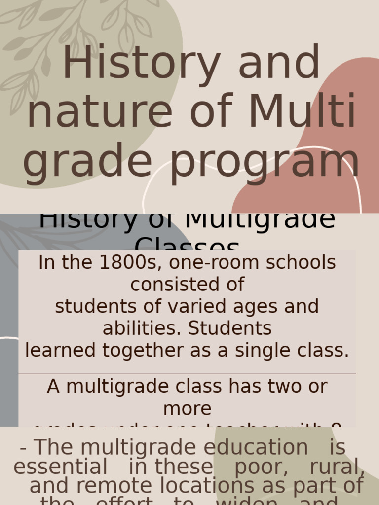 History and Nature of Multi Grade Program | PDF | Unesco | Behavior ...