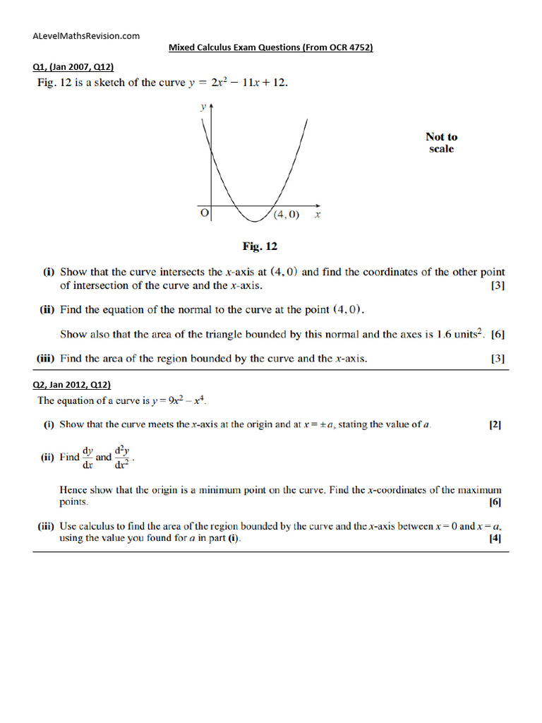 Mixed Calculus Exam Questions | PDF