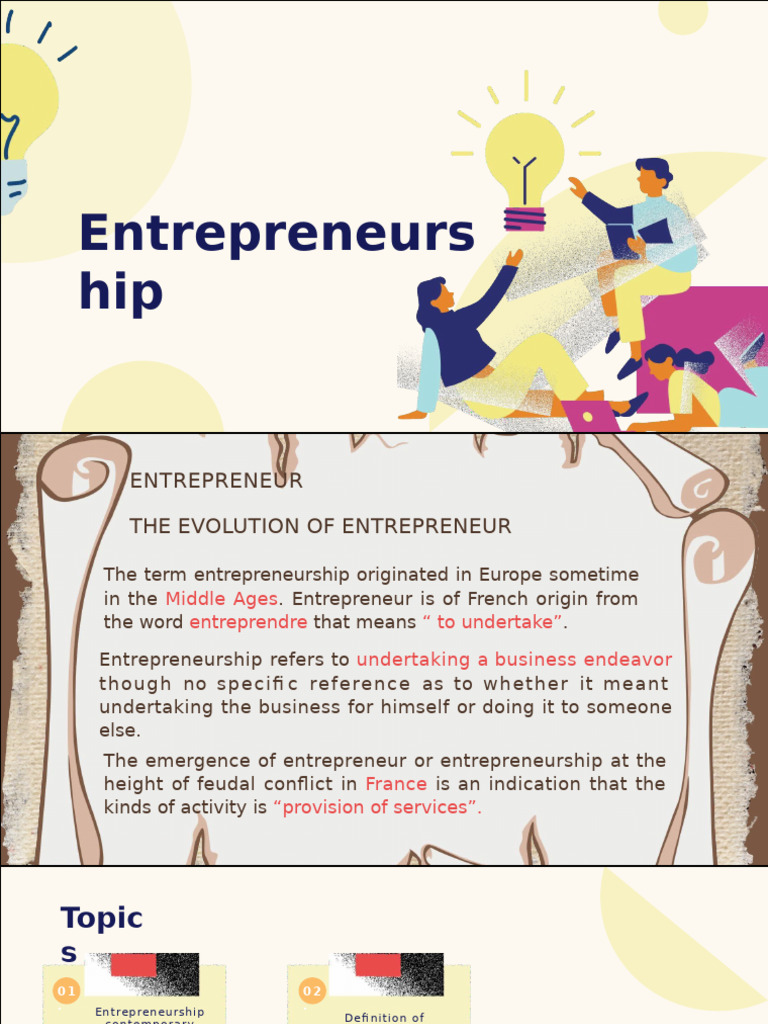 Evolution and Views on Entrepreneurship | PDF | Entrepreneurship ...