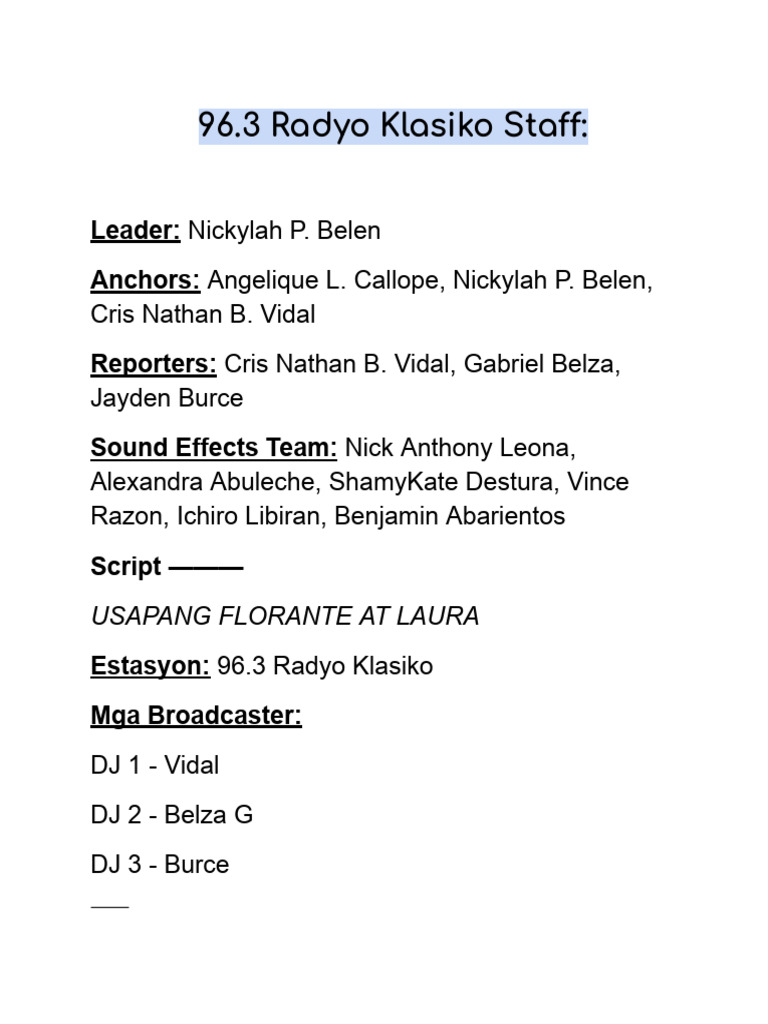 Radyo Script 8 Leo | PDF