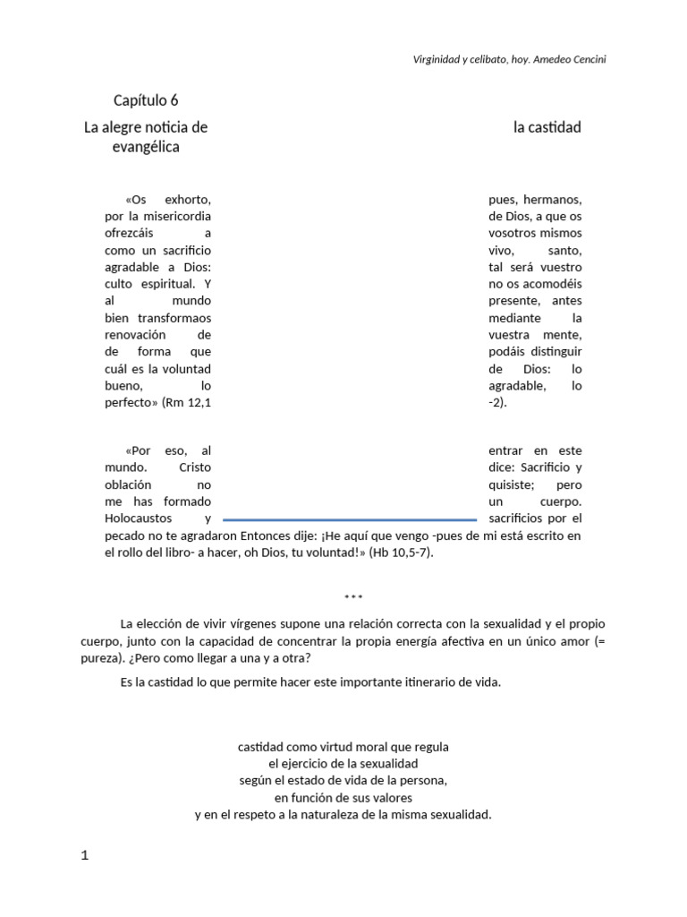 Virginidad y Celib., hoy - Cap. 6 | PDF | Amor | Castidad