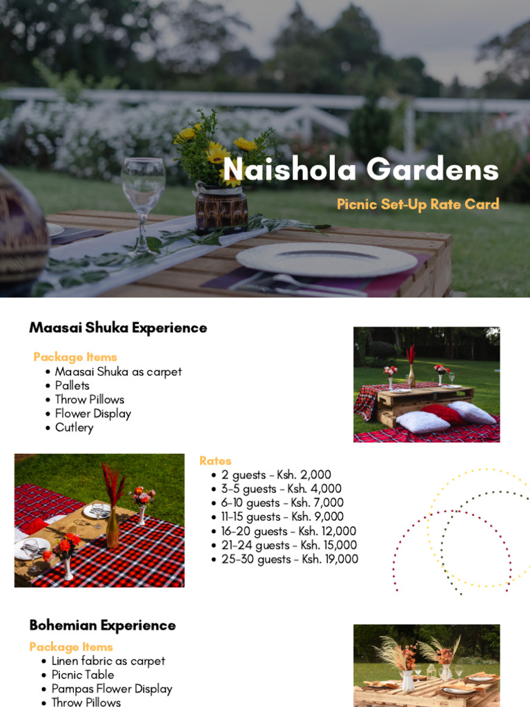 Naishola Gardens Picnic Rate Card | PDF