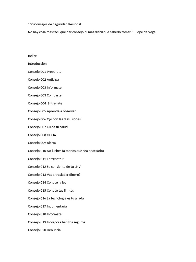 100 Consejos de Seguridad | PDF
