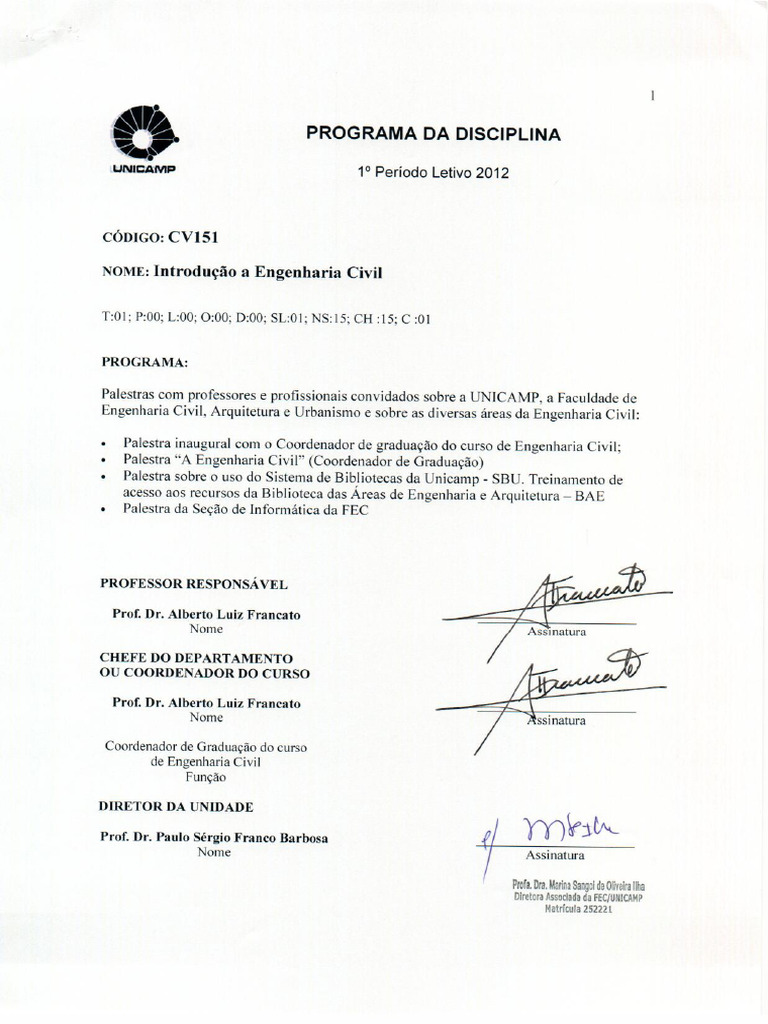 Ementa Unicamp | PDF