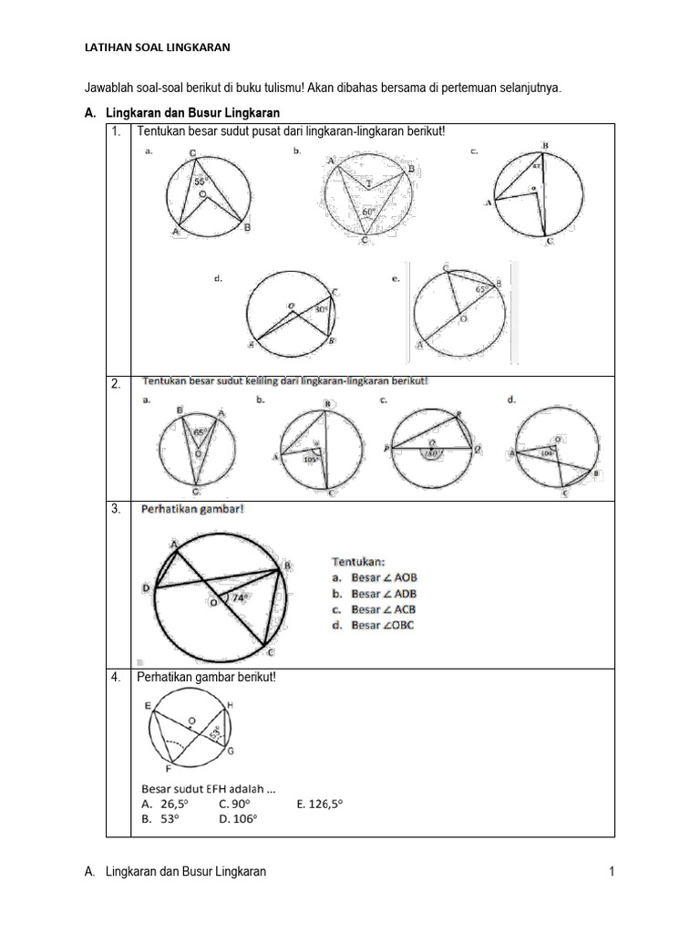 Latihan Soal Matematika-Lingkaran | PDF