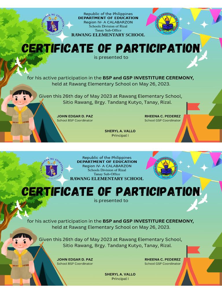 Certificate NG BSP GSP Investiture | PDF