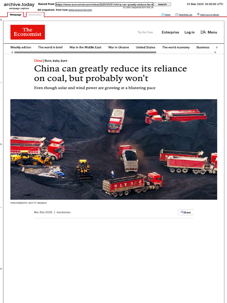 China Reliance On Coal | PDF