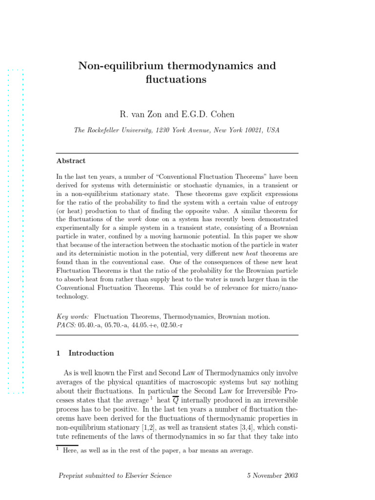 Cohen - Nonequilibrium Thermodynamics and Fluctuations | PDF | Non Equilibrium Thermodynamics ...