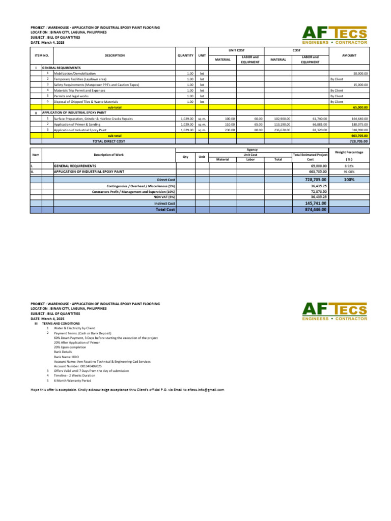 Quotation Industrial Epoxy Paint Flooring | PDF