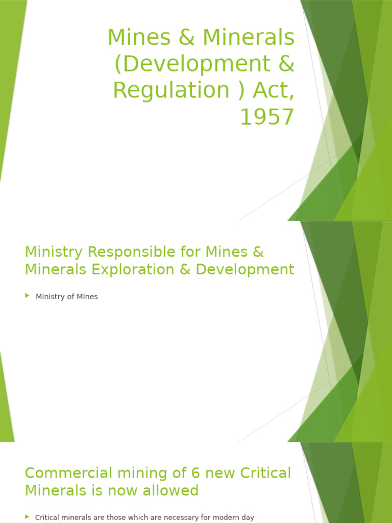 Mines & Minerals Act, 1957 | PDF | Mining | Lease