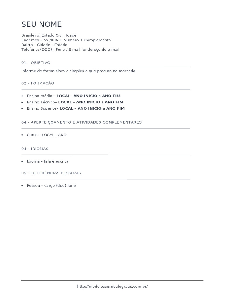 Cópia de Modelo de Currículo Simples - Estágio | PDF