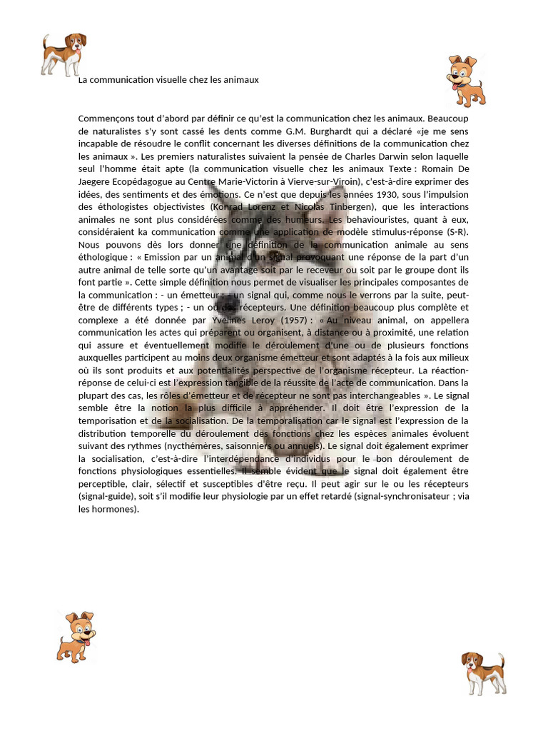 Communication visuelle animale expliquée | PDF | la communication ...
