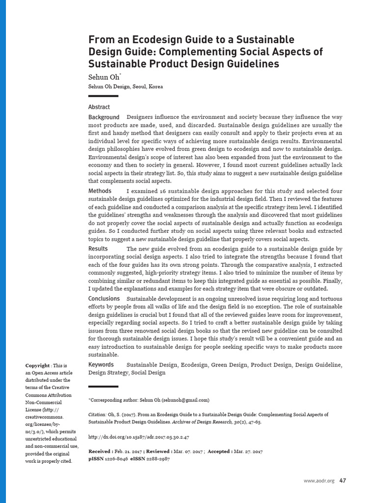 From An Ecodesign Guide To A Sustainable Design Guide - Complementing ...