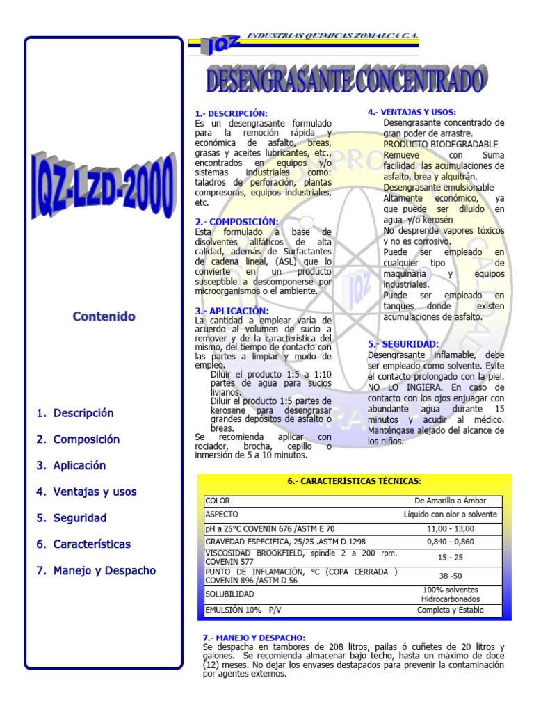 Desengrasante industrial biodegradable | PDF | Agua | Sustancias químicas