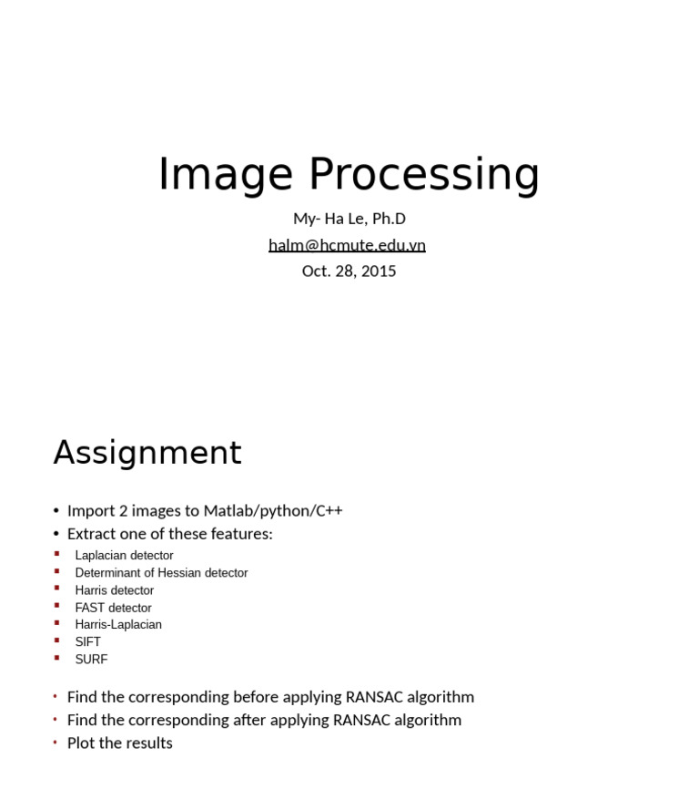 Lecture10-Featurebased Image Matching Assignment (2) | PDF