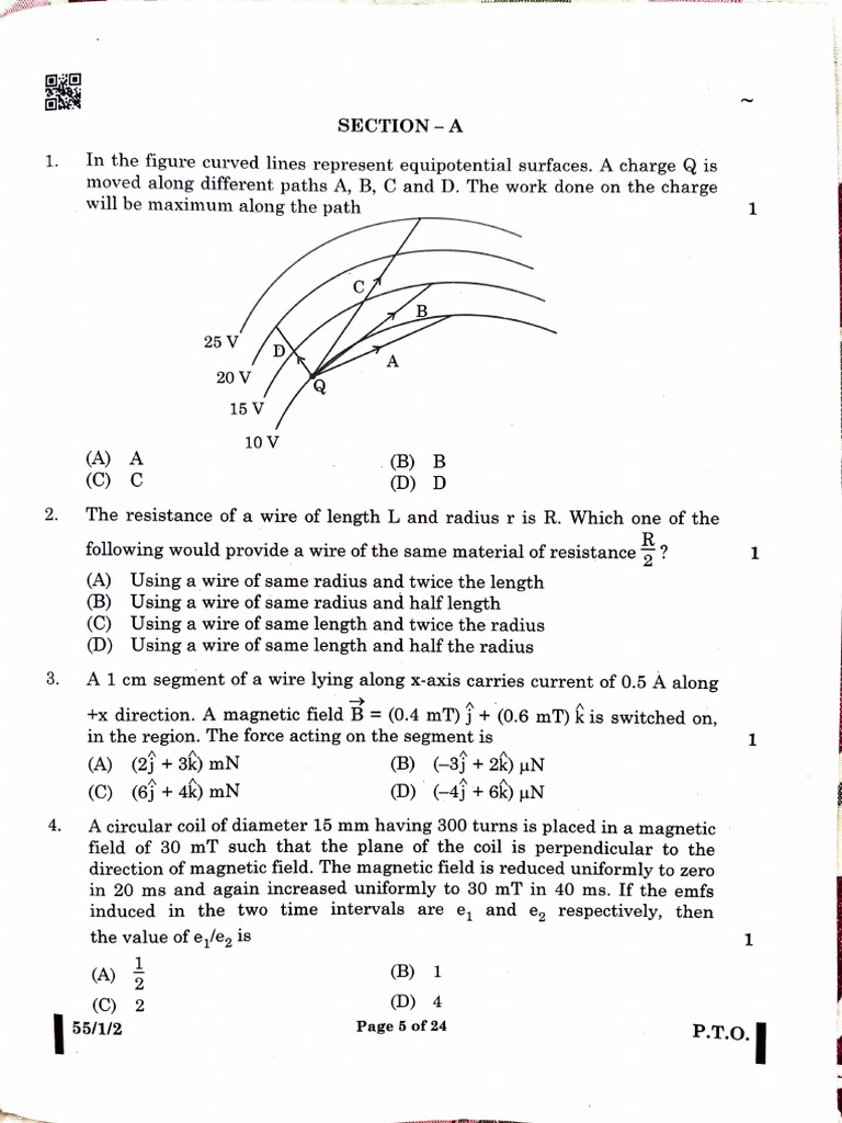 55 1 2. Set 2 Physics Paper Delhi | PDF | Inductor | Doping (Semiconductor)